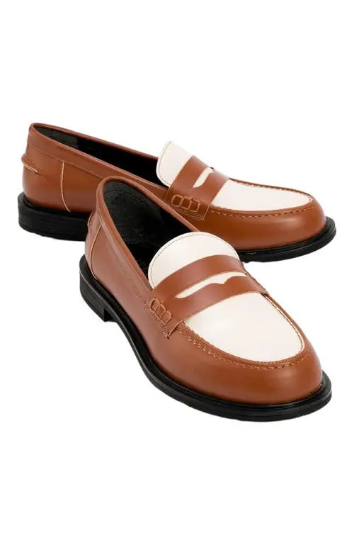 PROLOGUE SHOES Choos Loafers - Cognac Brown Faux Leather