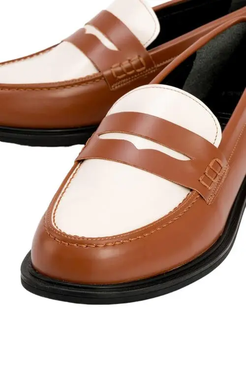PROLOGUE SHOES Choos Loafers - Cognac Brown Faux Leather