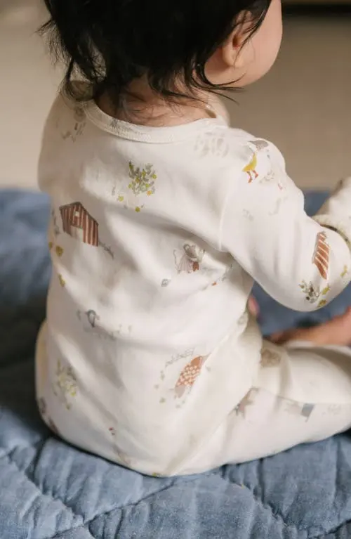 PEHR Print Long Sleeve Organic Cotton Romper - Beige
