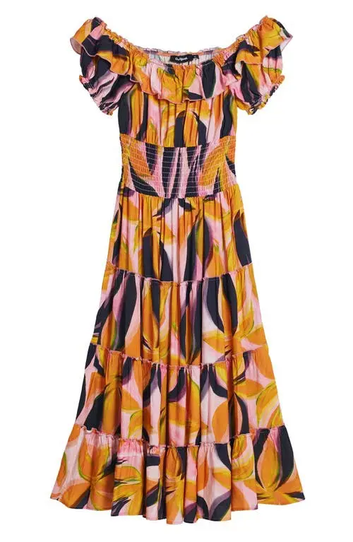 Desigual Abstract Print Off-the-shoulder Midi Dress