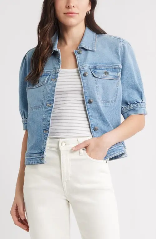 Caslon Elbow Sleeve Denim Jacket - Light Wash