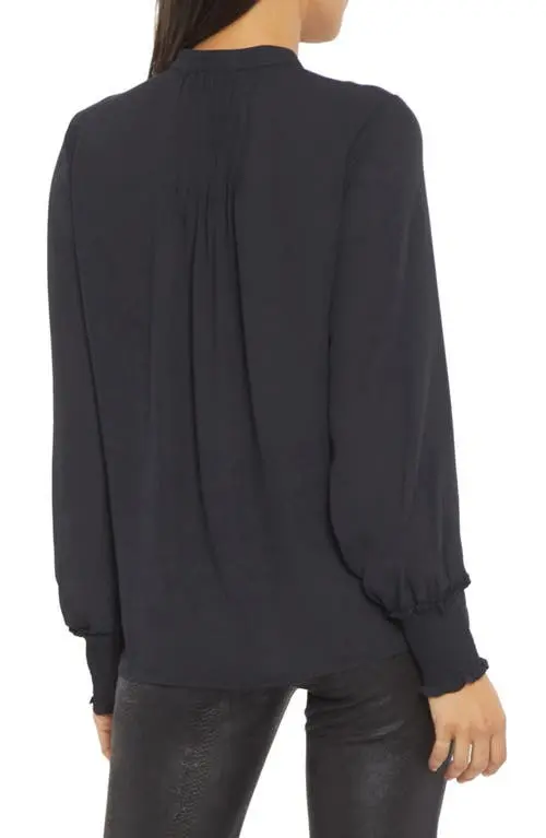 NYDJ Pleated Peasant Blouse - Black
