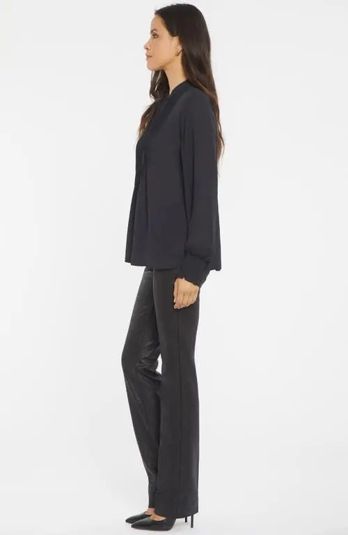 NYDJ Pleated Peasant Blouse - Black