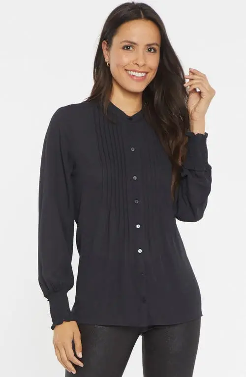 NYDJ Pleated Peasant Blouse - Black