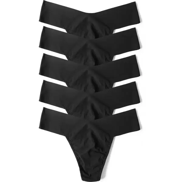Hanky Panky Breathe 5-pack V-cut Thongs - Black