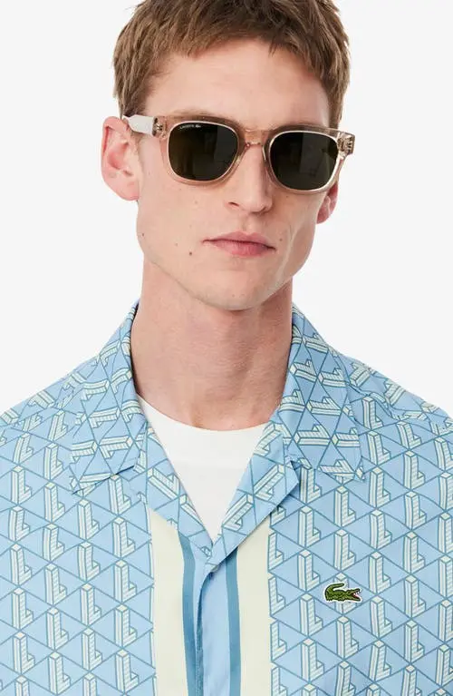 Lacoste Relaxed Fit Monogram Print Cotton Blend Camp Shirt