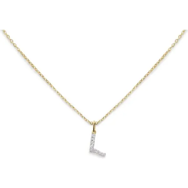 Monica Vinader Diamond Initial Pendant - L - 14k Yg