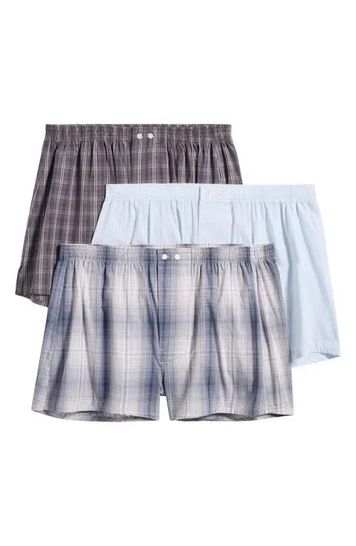Nordstrom 3-pack Classic Fit Boxers - Blue Ombre Plaid Multi