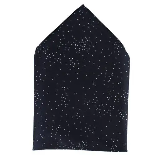Trafalgar Mystere Metallic Star Light 12 X 12 Silk Pocket Square - Navy Blue