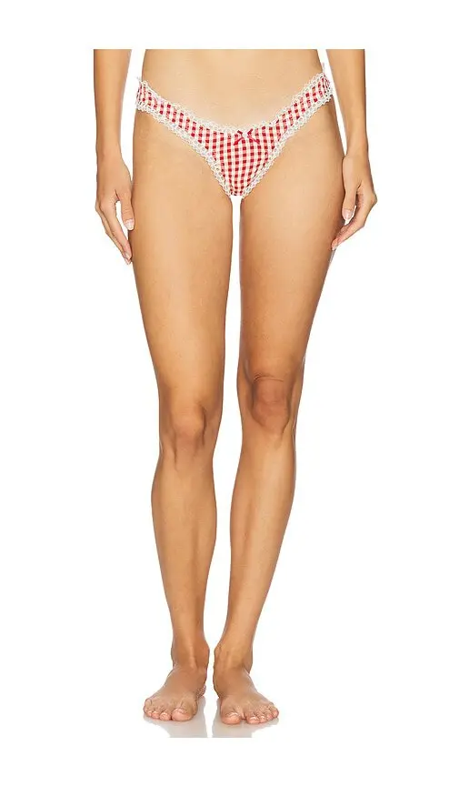 For Love & Lemons Scotch Bonnet Gingham Panty - Red