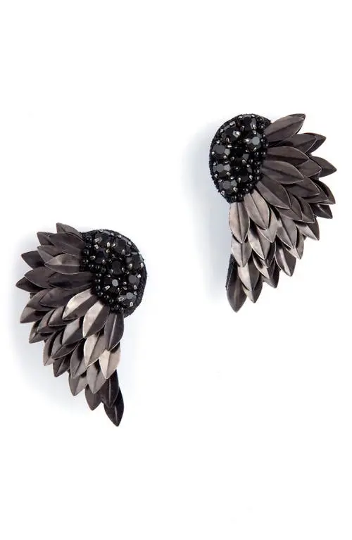 Deepa Gurnani Perry Wing Drop Earrings - Black