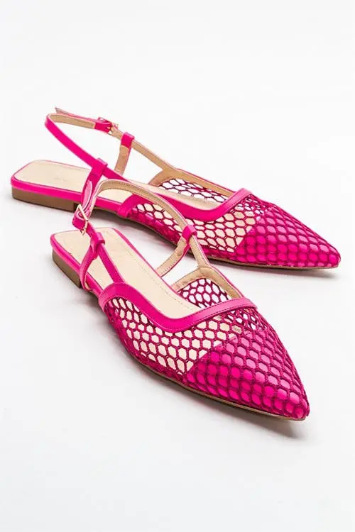 PROLOGUE SHOES Brace Flat Sandal - Fuchsia Faux Leather