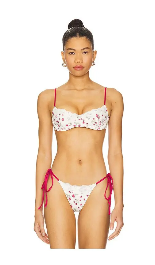 Frankies Bikinis Cola Bikini Top - Strawberry Field Print