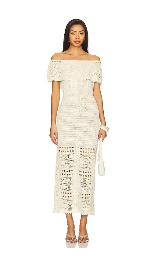Line & Dot Wilda Crochet Sweater Dress - Ecru