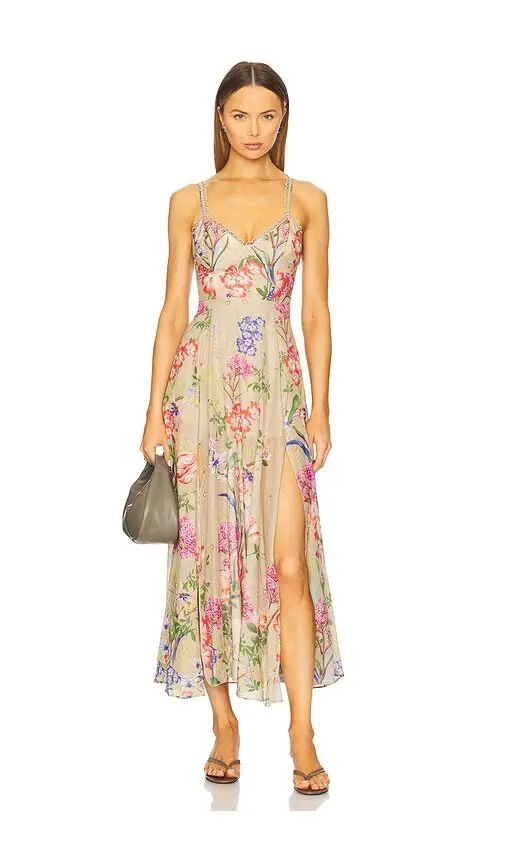 Charo Ruiz Ibiza Iraso Long Dress - Olive Botanic