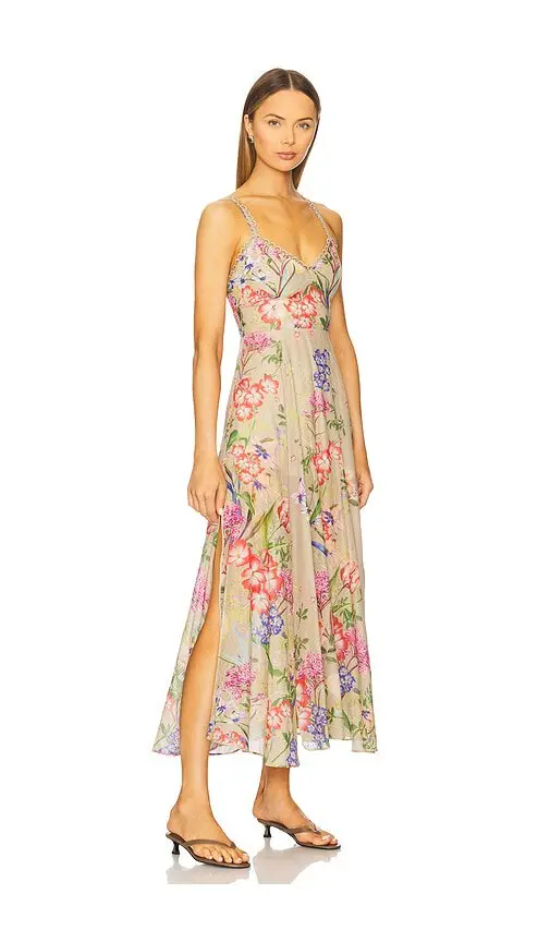 Charo Ruiz Ibiza Iraso Long Dress - Olive Botanic