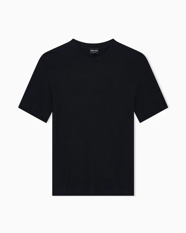 Giorgio Armani Asv Stretch Cashmere And Viscose-blend Crew-neck T-shirt - Black