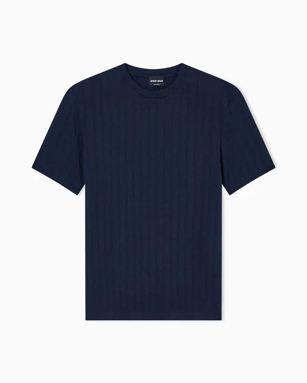 Giorgio Armani Asv Stretch Cashmere And Viscose-blend Crew-neck T-shirt - Navy_blue