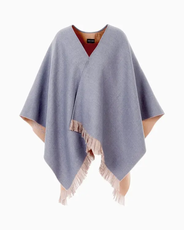Giorgio Armani Wool Cape With Ga Logo - Grey