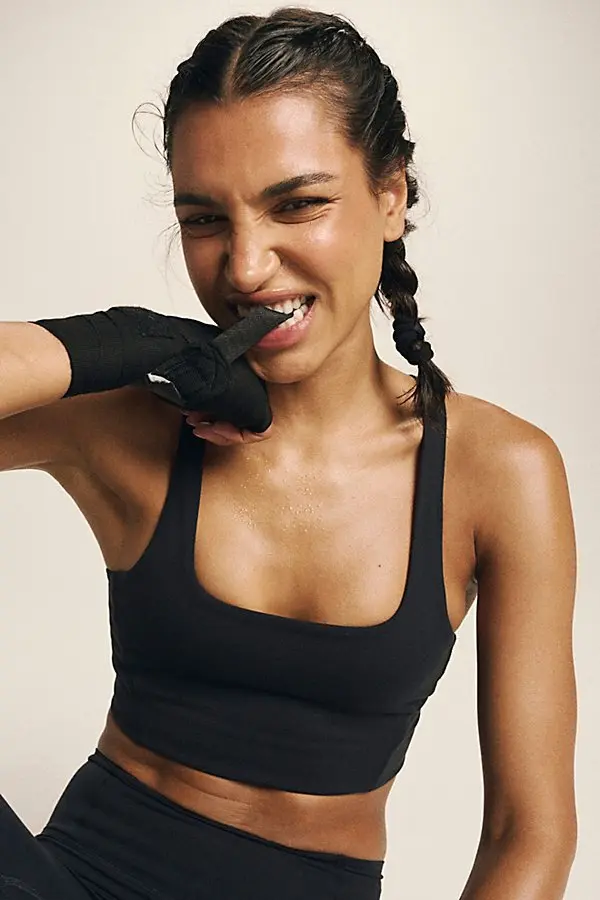 Free People Never Better Square Neck Sports Bra - Black