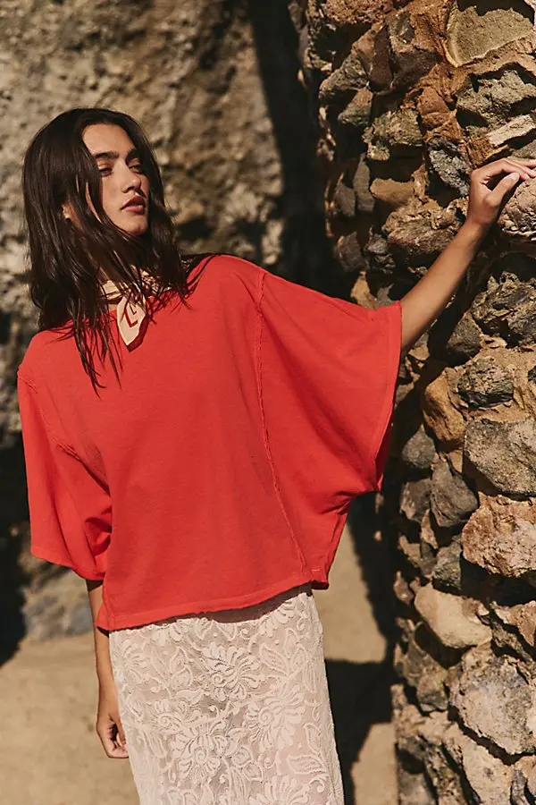 Free People We The Free Next Level Tee - Valiant Poppy