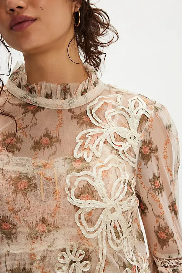 Free People Embroidered Daydream Top - Tea Combo | Editorialist