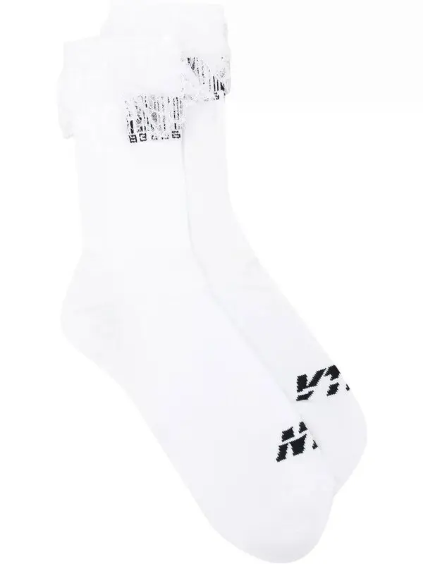 VTMNTS Lace-trim Branded Socks - White