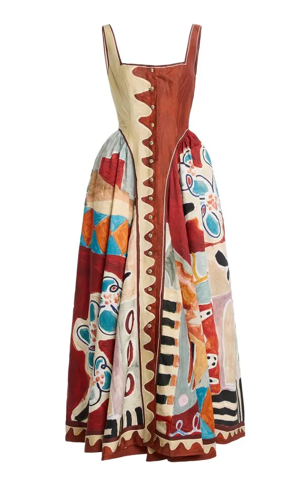 ALEMAIS Michelle Linen-blend Midi Dress - Multi