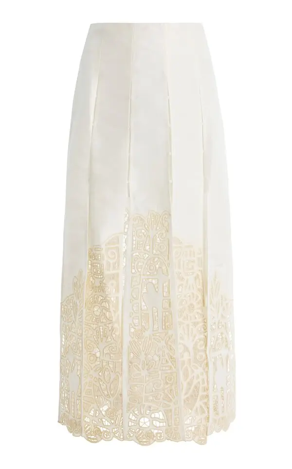 ALEMAIS Rosemary Embroidered Maxi Skirt - Off-white