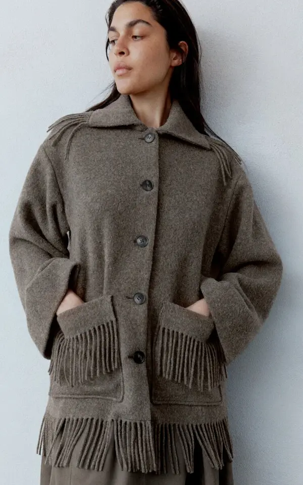 BY MALENE BIRGER Boloune Fringe Wool Coat