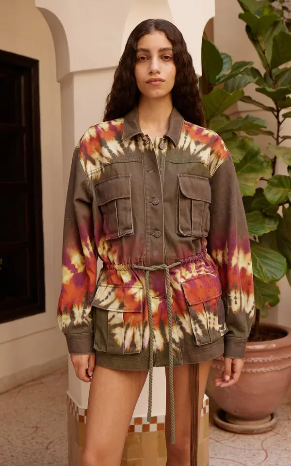 ALEMAIS Marilyn Tie-dyed Denim Jacket - Khaki