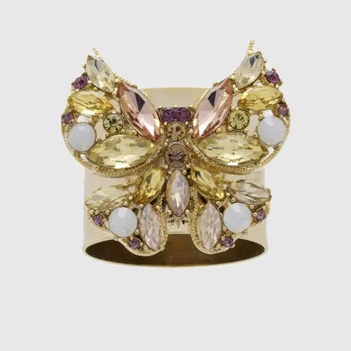 JOANNA BUCHANAN Jeweled Butterfly Napkin Rings - Yellow