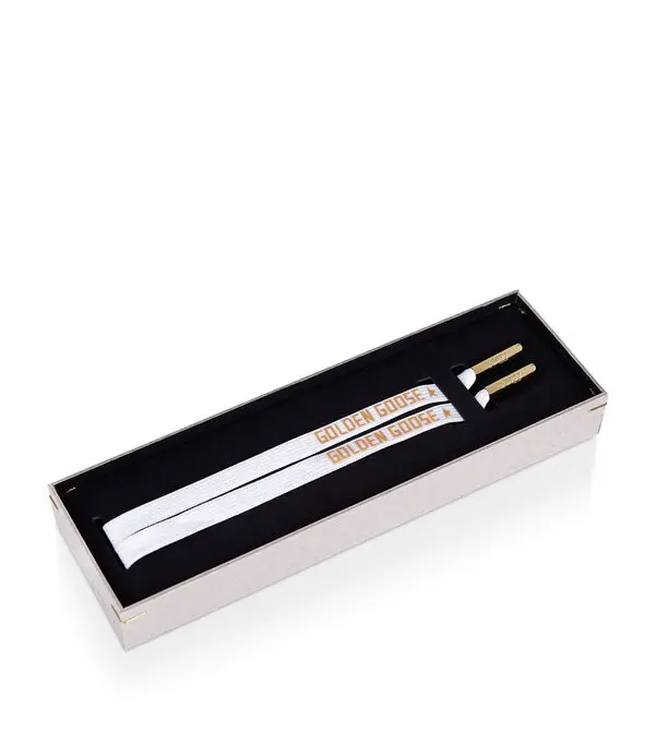 GOLDEN GOOSE Logo Print Laces - White