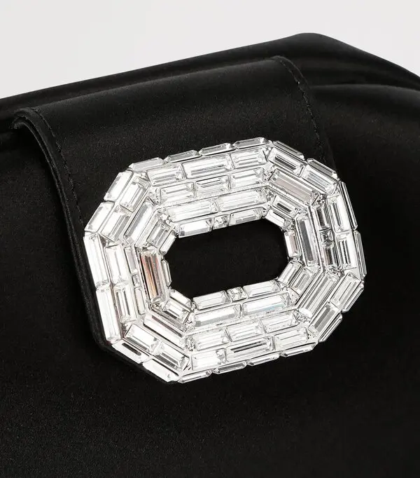 Amina Muaddi Satin Camelia Clutch