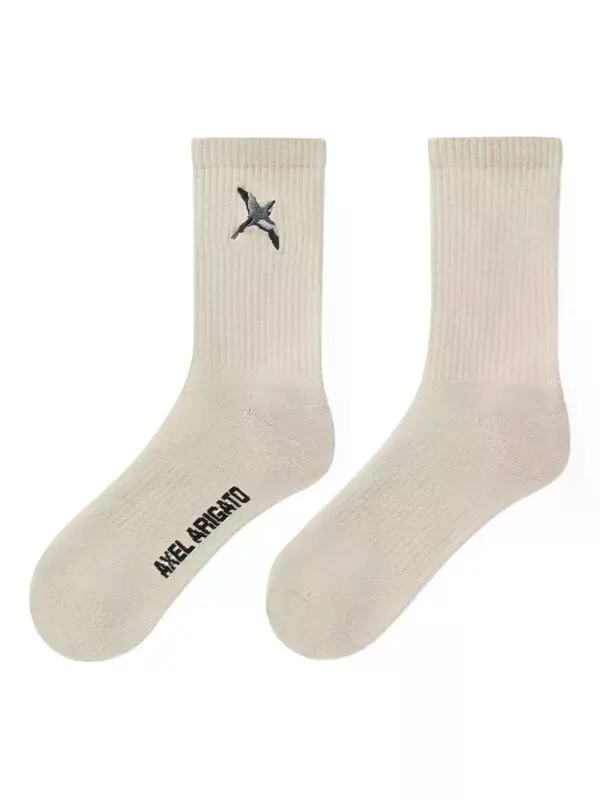 Axel Arigato Ribbed Socks With Embroidered Motif - Neutrals