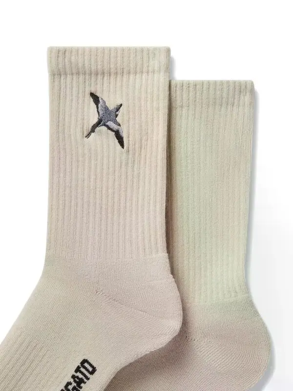 Axel Arigato Ribbed Socks With Embroidered Motif - Neutrals