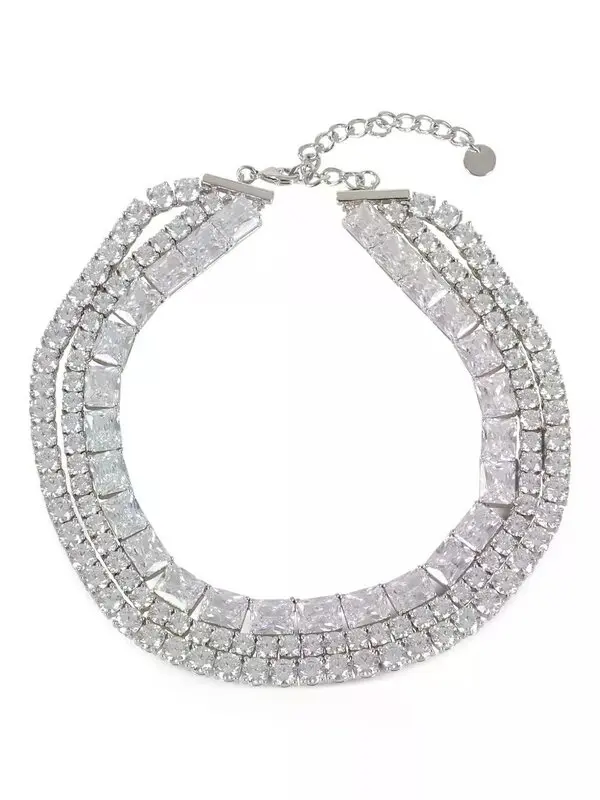 SELF-PORTRAIT Crystal Choker Necklace - Silver