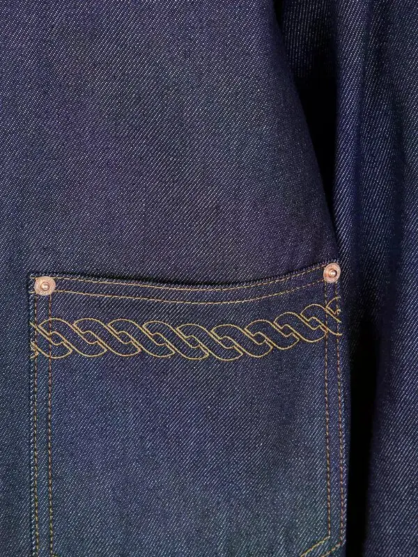 Drole De Monsieur Embroidered Denim Jacket - Blue