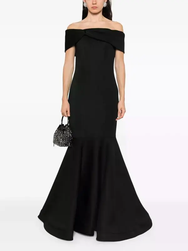 AAVVA Off-shoulder Flared Gown - Black