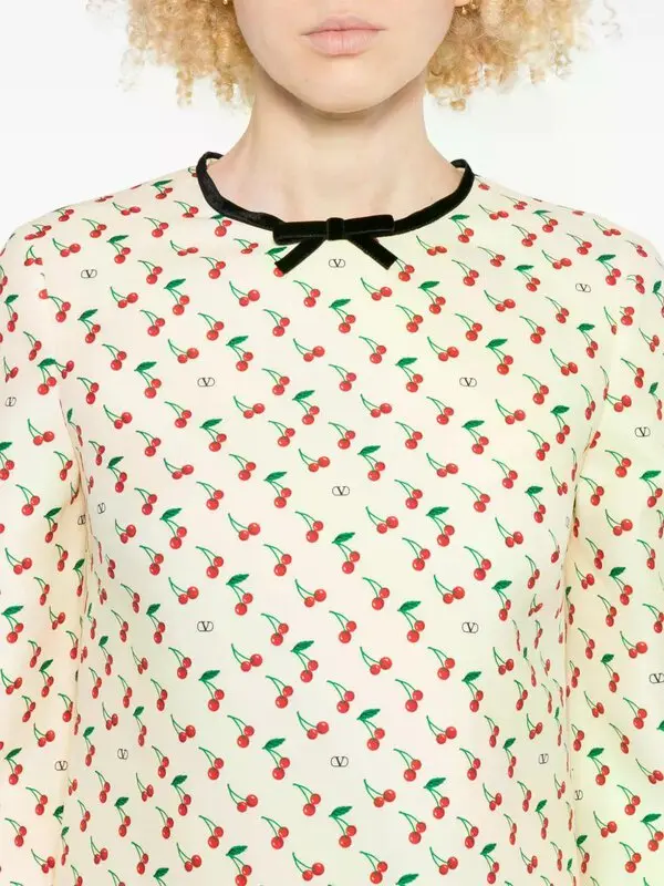 Valentino Garavani Cherry-motif Dress - Neutrals