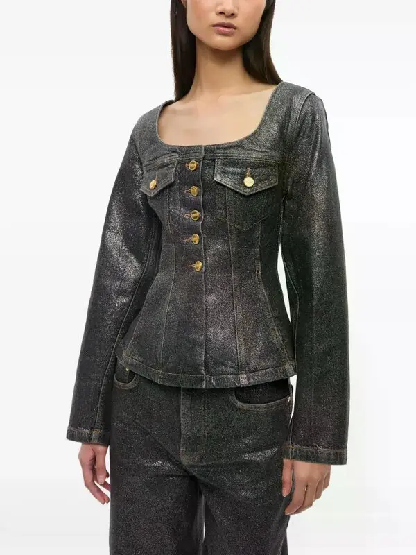 GANNI Square-neck Denim Jacket