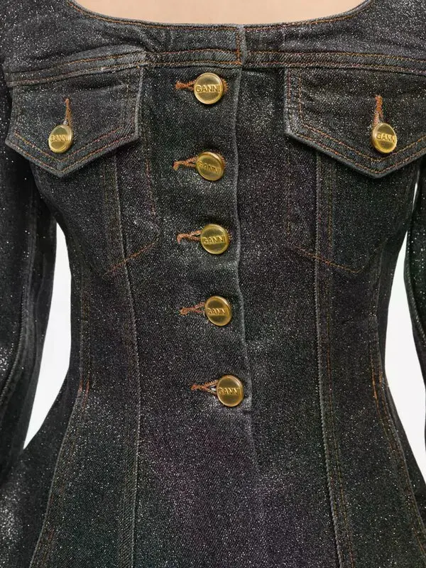 GANNI Square-neck Denim Jacket