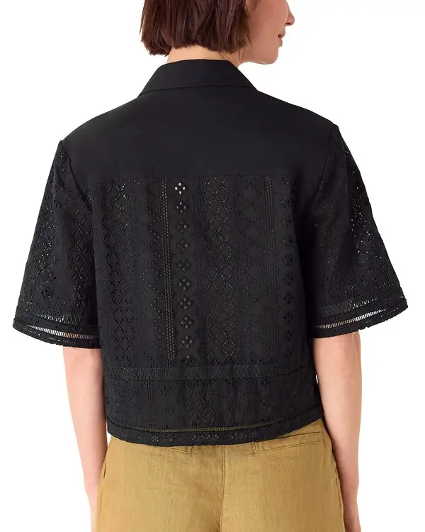 Whistles Broderie Shirt - Black