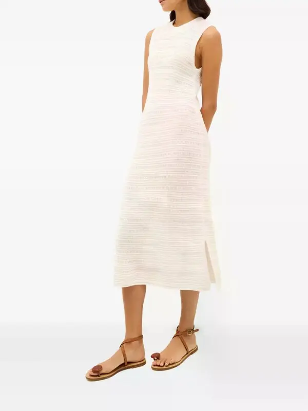 MARIE OLIVER Isla Knitted Midi Dress - White