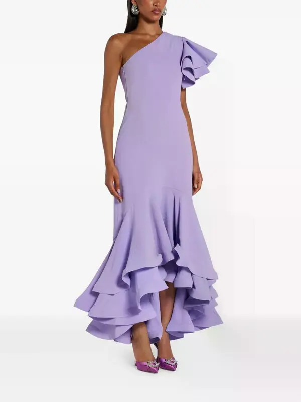 NO PISE LA GRAMA One-shoulder Ruffled Maxi Dress