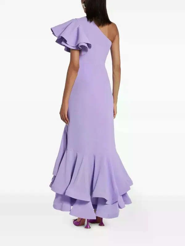NO PISE LA GRAMA One-shoulder Ruffled Maxi Dress
