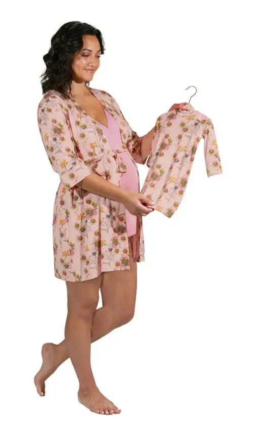 EVERLY GREY Adaline During & After 5-piece Maternity/nursing Sleep Set For Mom & Baby - Camellia