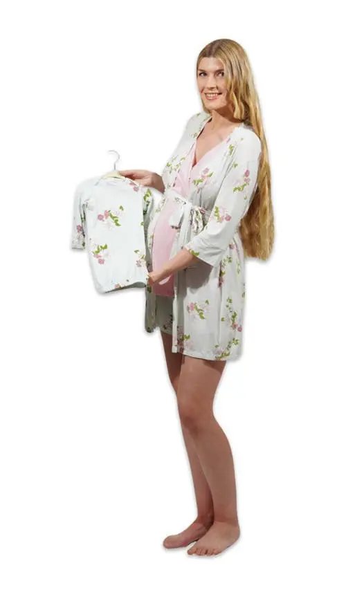 EVERLY GREY Adaline During & After 5-piece Maternity/nursing Sleep Set For Mom & Baby - Peony