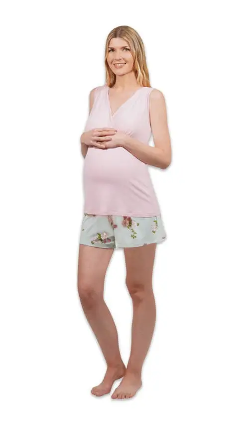 EVERLY GREY Adaline During & After 5-piece Maternity/nursing Sleep Set For Mom & Baby - Peony