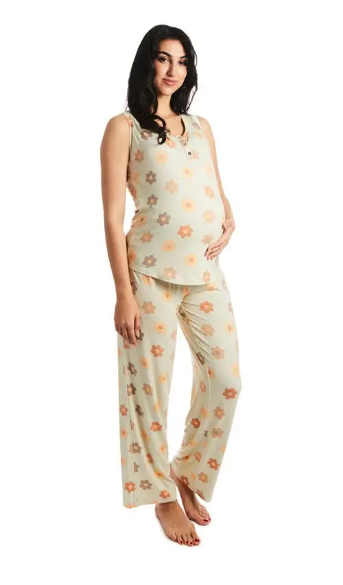 EVERLY GREY Joy During & After 2-piece Maternity/nursing Sleep Set - Daisies